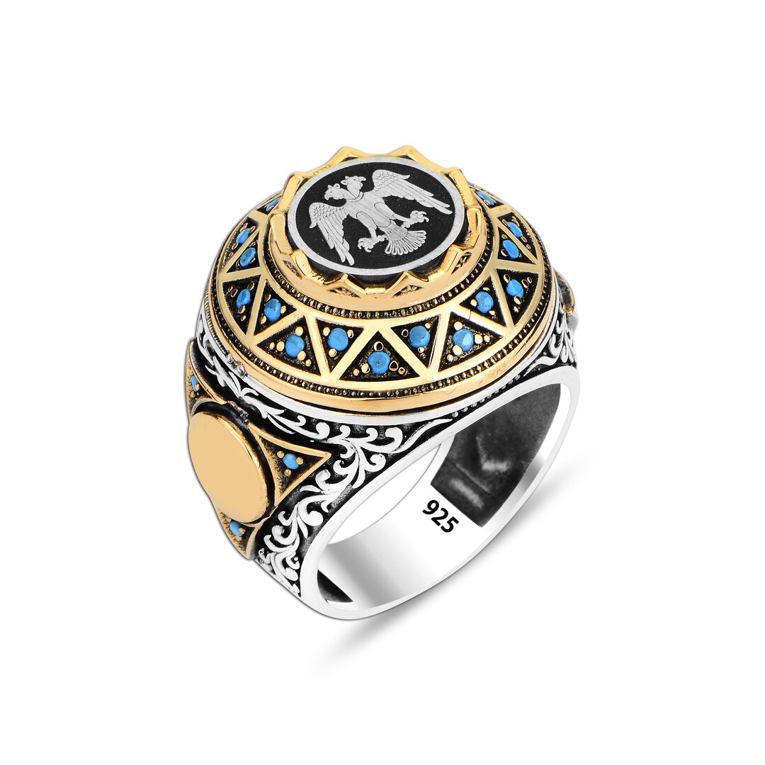 Anatolian Seljuk Two-headed Eagle 925 Sterling Silver Men's Ring ...