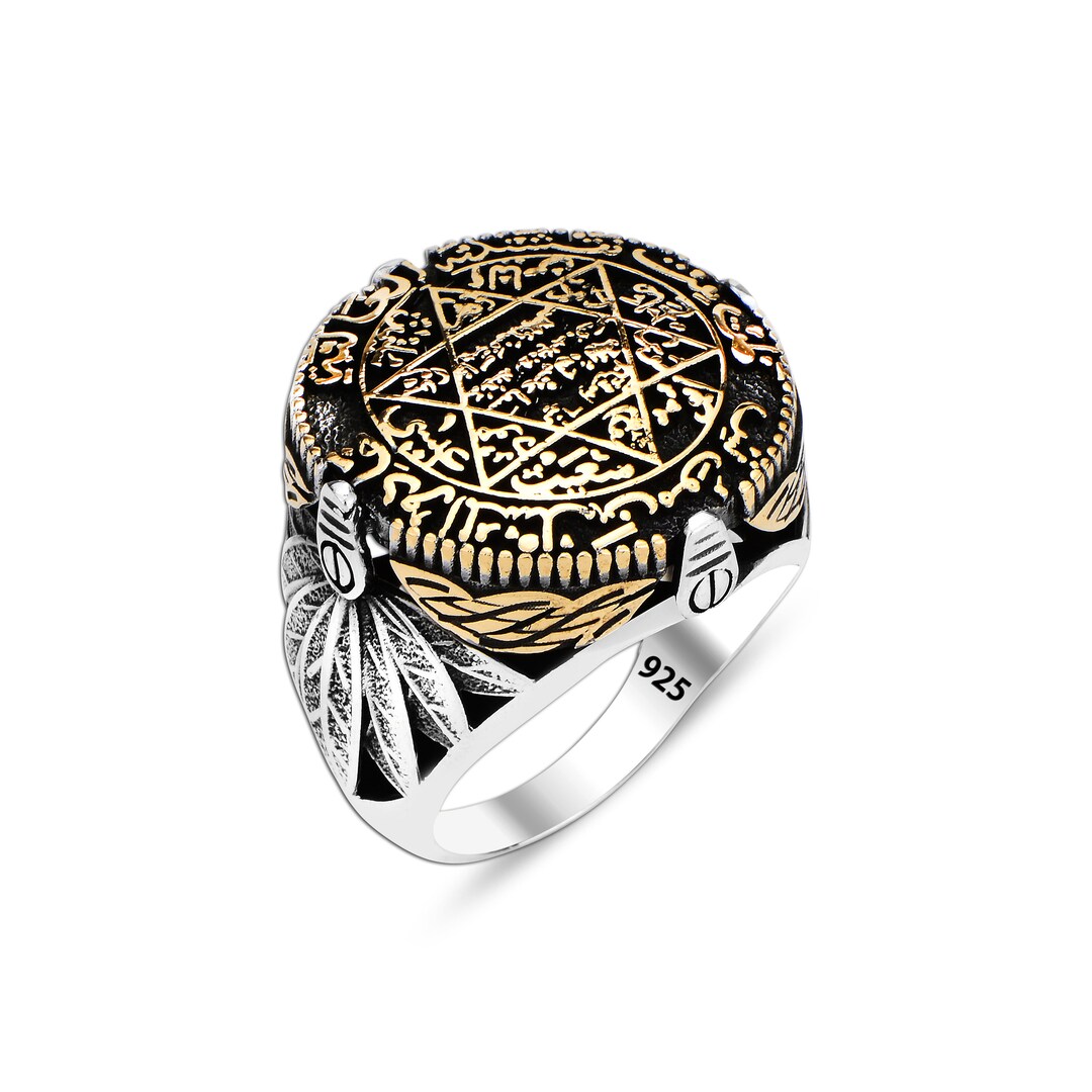 925K Seal of Solomon Silver Men's Ring, Ottoman-inspired, Turkish ...