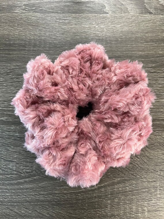 Pink Faux Fur Scrunchie With Swirl - Etsy