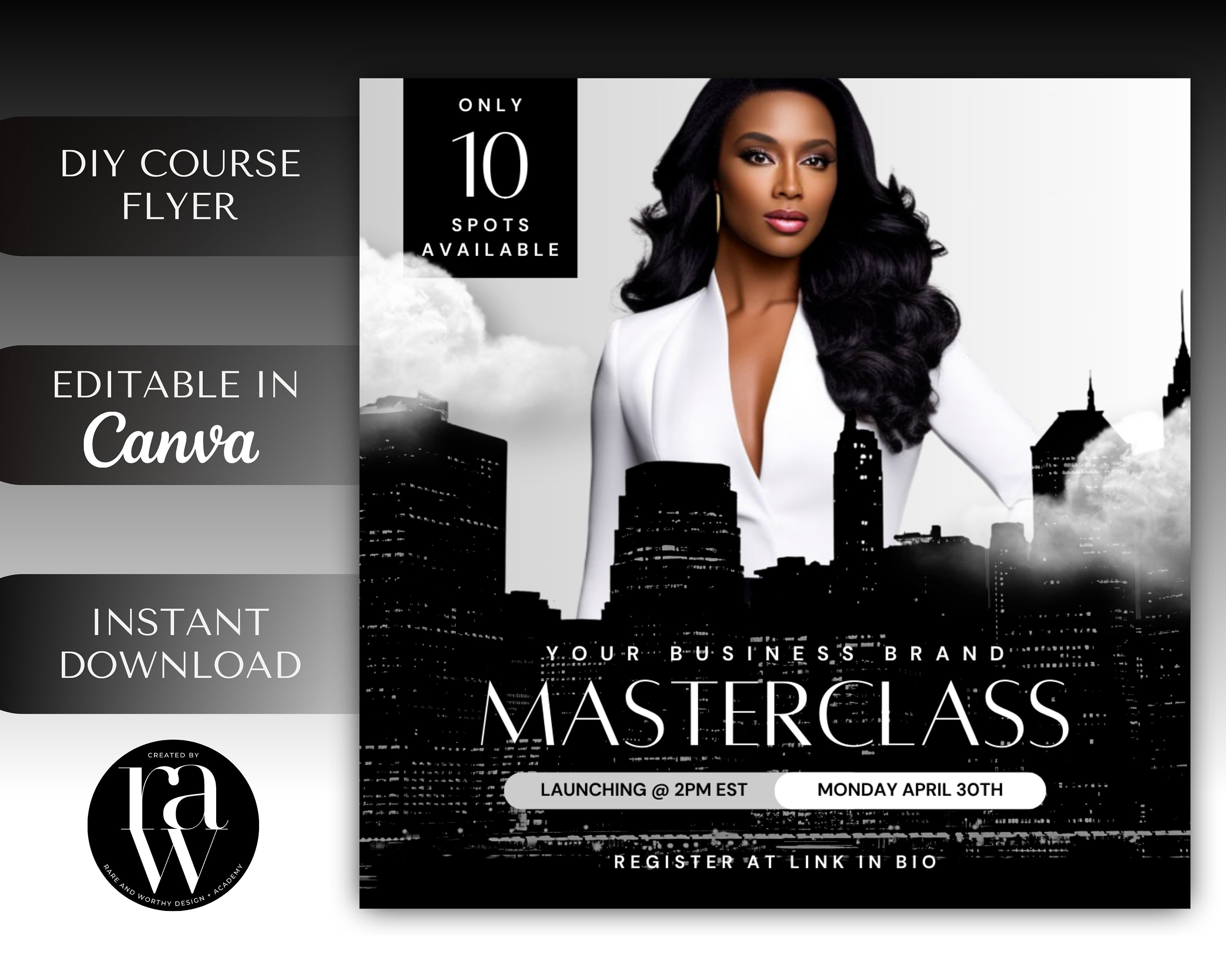 DIY Course Flyer Canva Template Editable Canva Flyer Masterclass Flyer ...