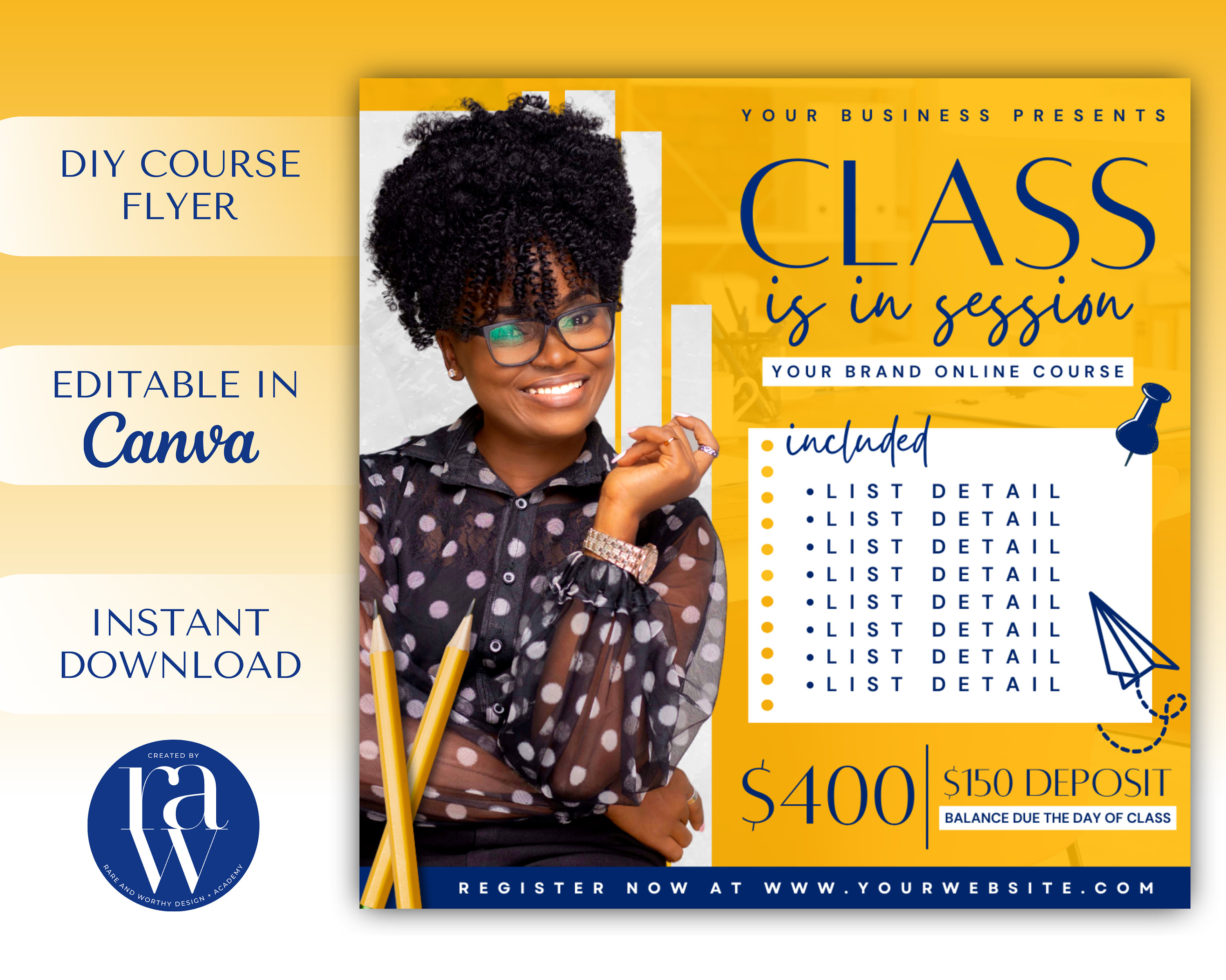 DIY Course Flyer Canva Template Editable Canva Flyer - Etsy