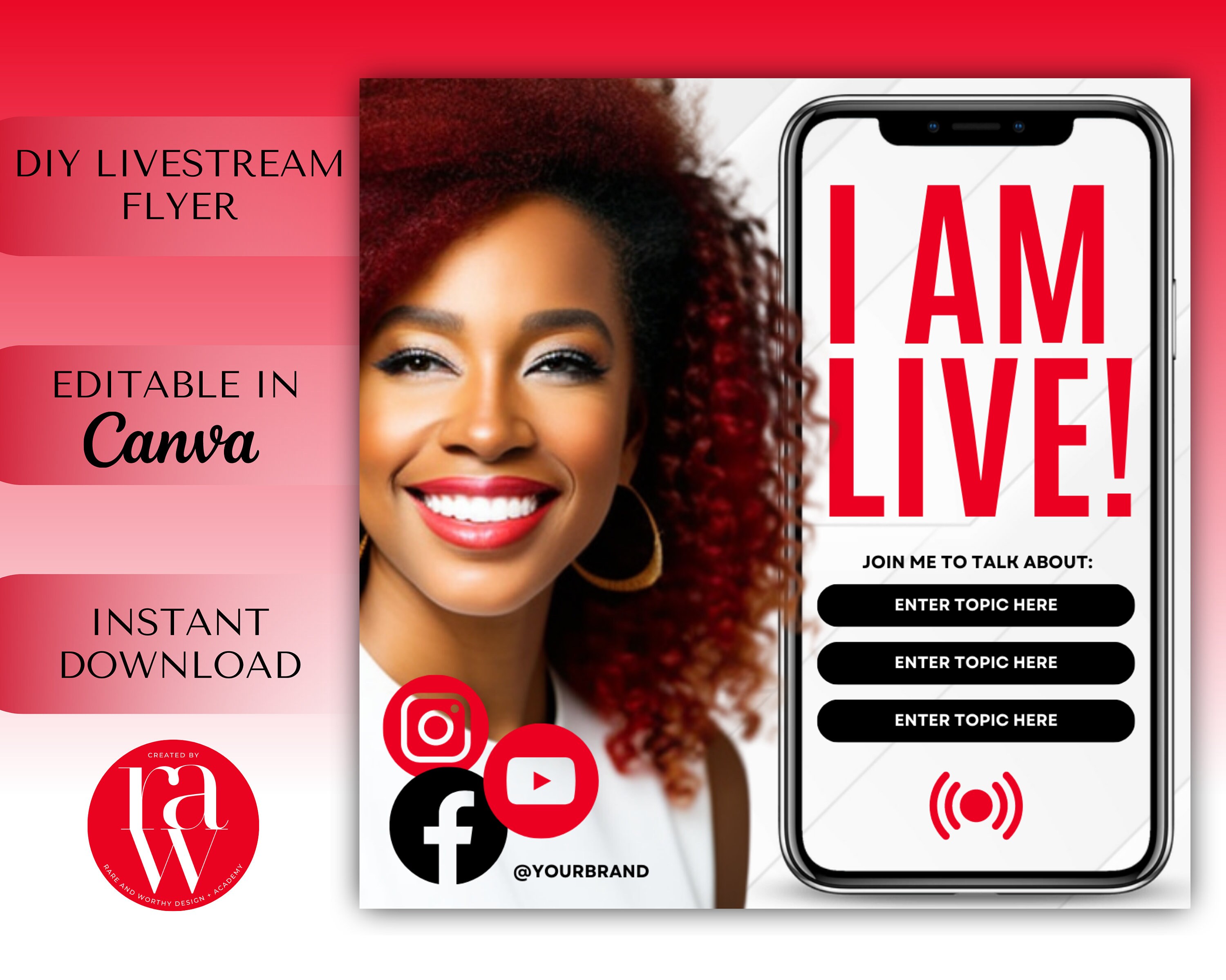 DIY Livestream Flyer | Canva Template | Editable Canva Flyer | Going ...