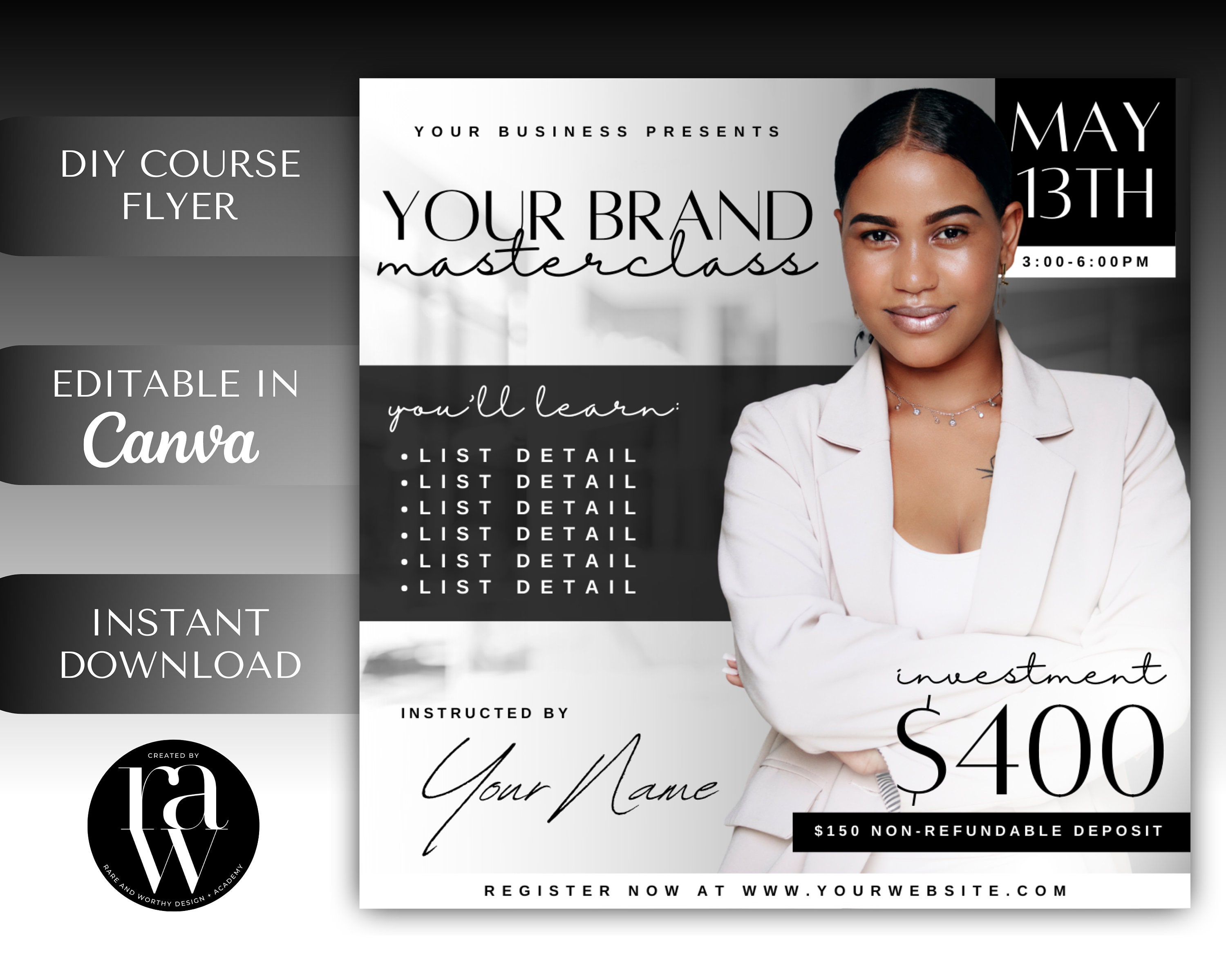 DIY Course Flyer Canva Template Editable Canva Flyer Class Flyer ...