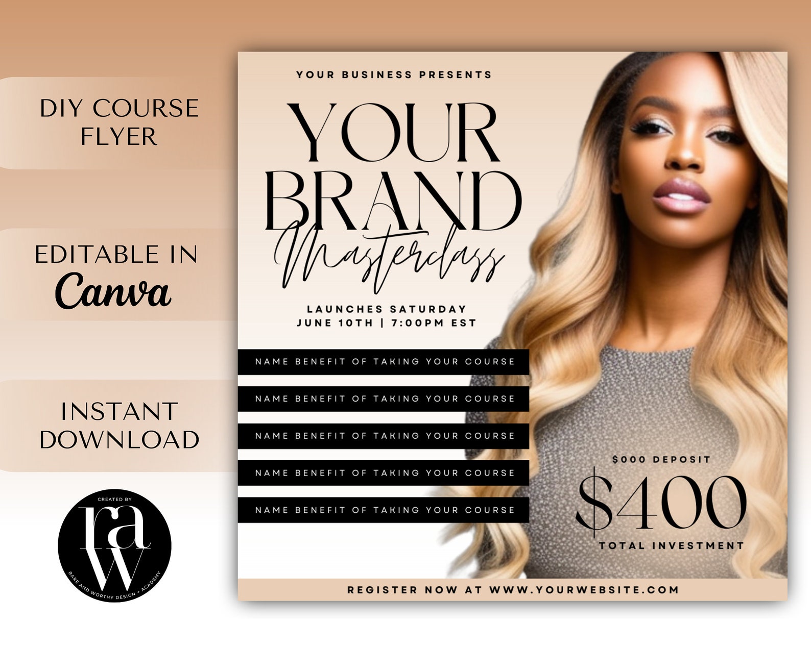 DIY Course Flyer | Canva Template | Editable Canva Flyer | Masterclass ...