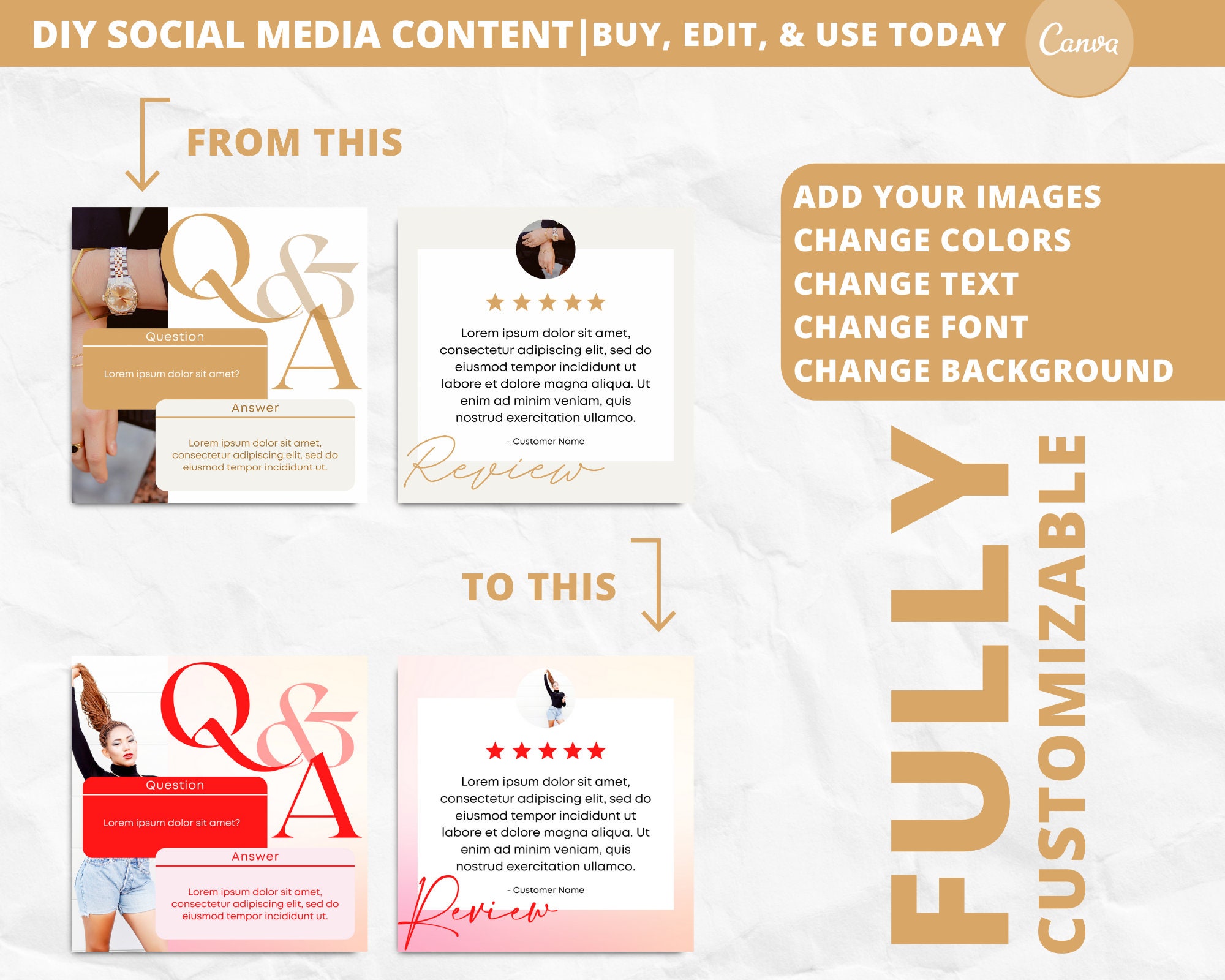 40 Social Media Content Templates DIY Canva Templates IG Posts Jewelry ...