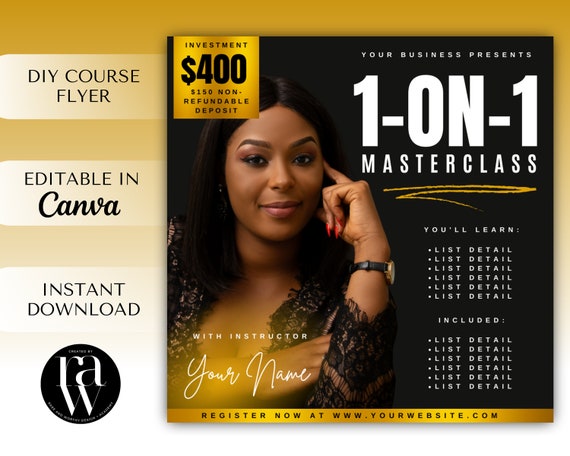 DIY Course Flyer Canva Template Editable Canva Flyer - Etsy