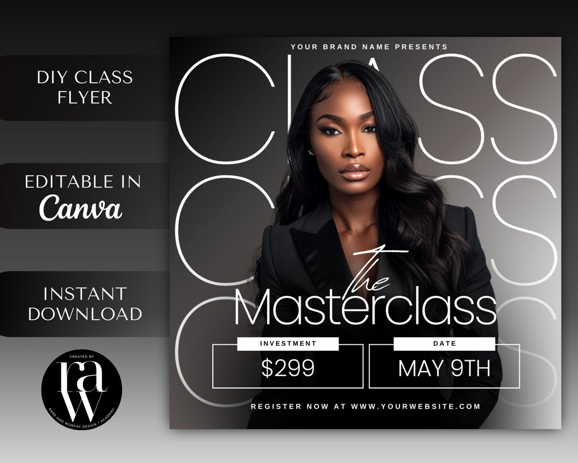 DIY Masterclass Flyer Editable Canva Flyer Template Masterclass Flyer ...