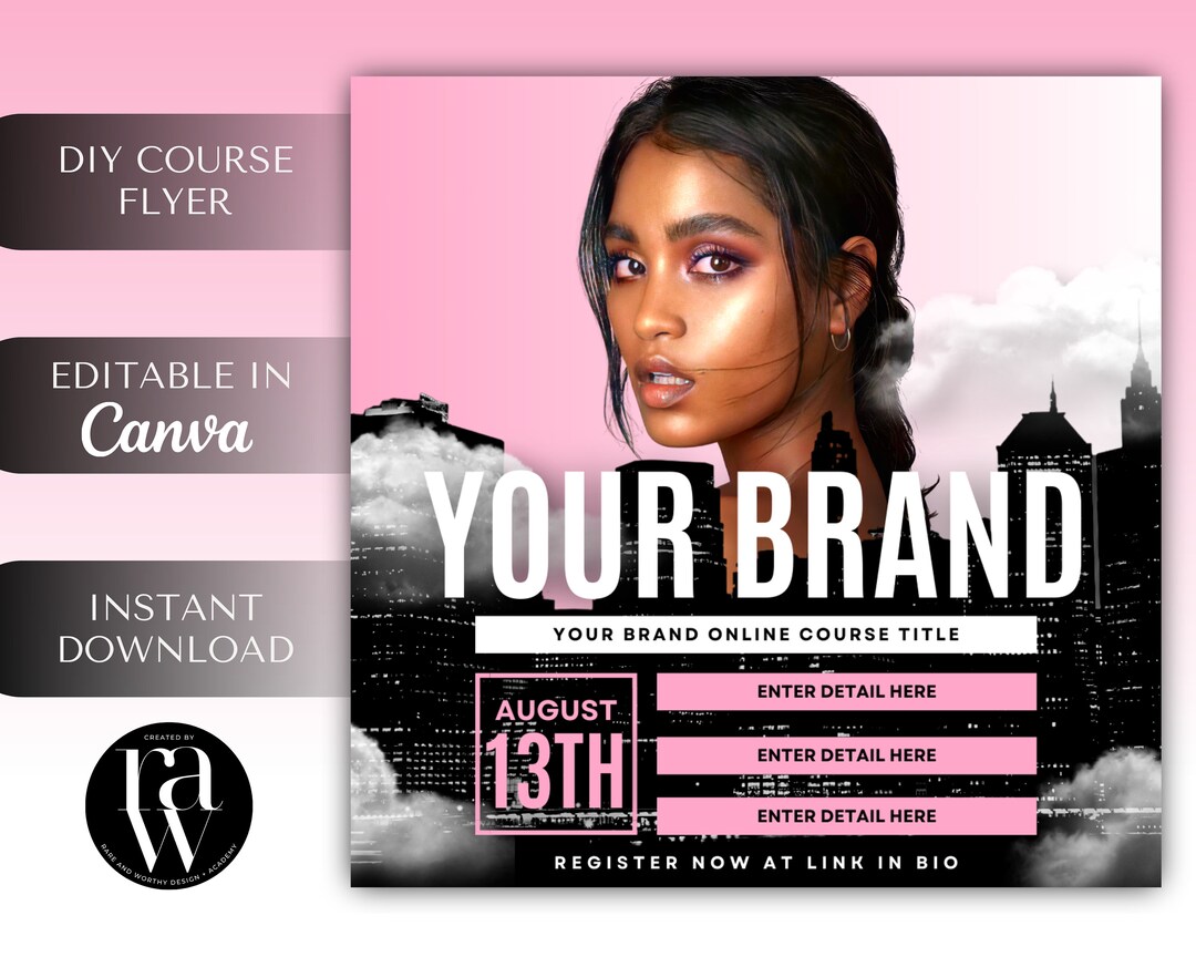 DIY Course Flyer Canva Template Editable Canva Flyer Masterclass Flyer ...