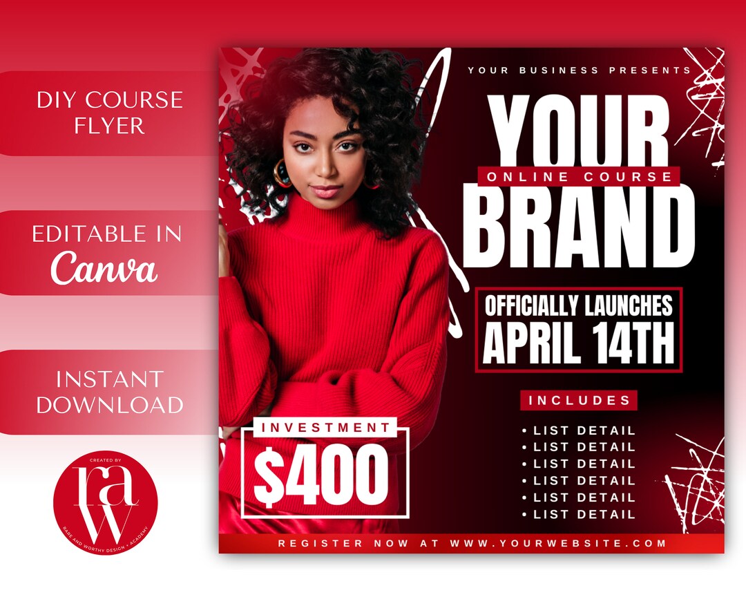DIY Course Flyer | Canva Template | Editable Canva Flyer | Masterclass ...