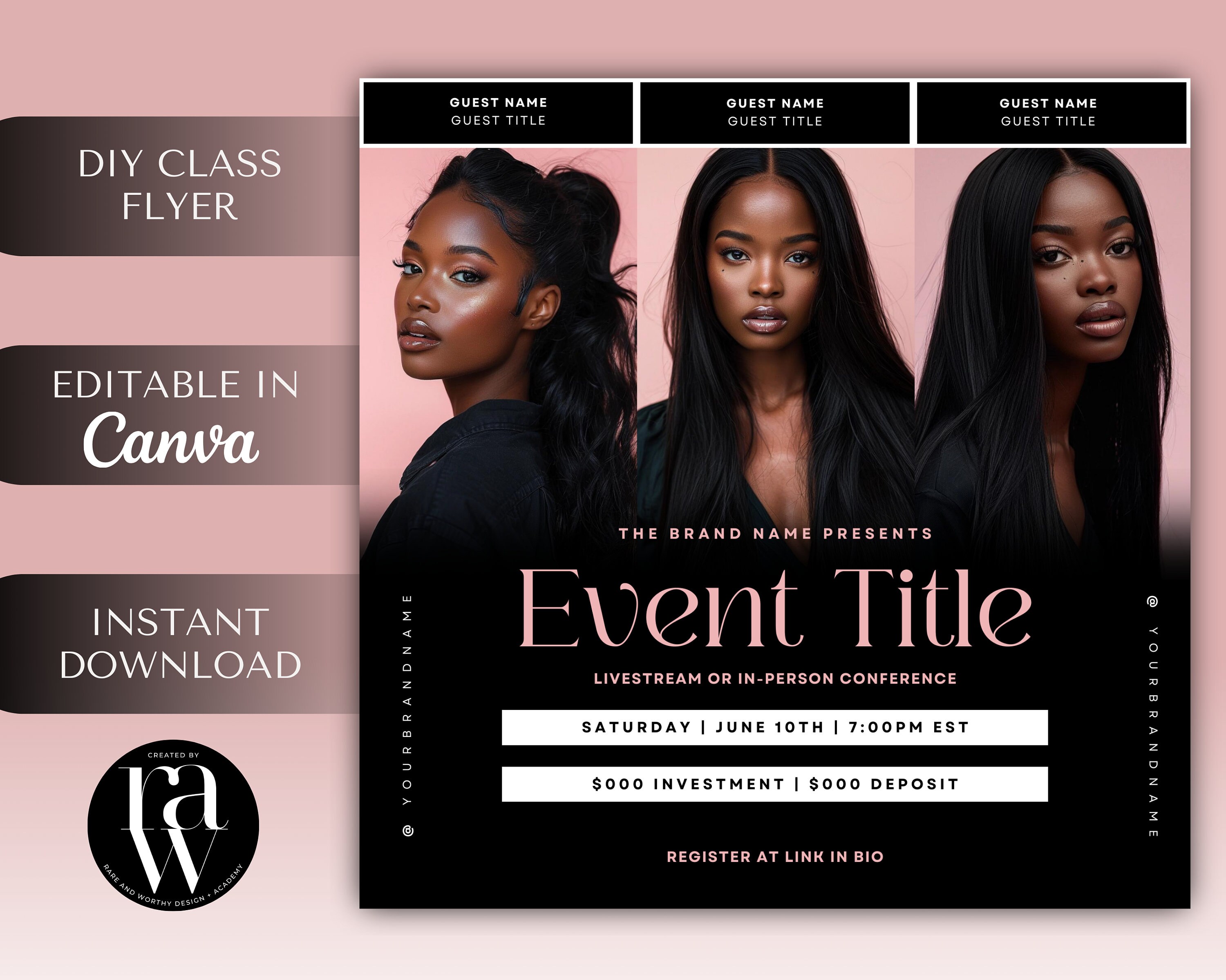 Upscale DIY Event Flyer Canva Template Editable Flyer Conference Flyer ...