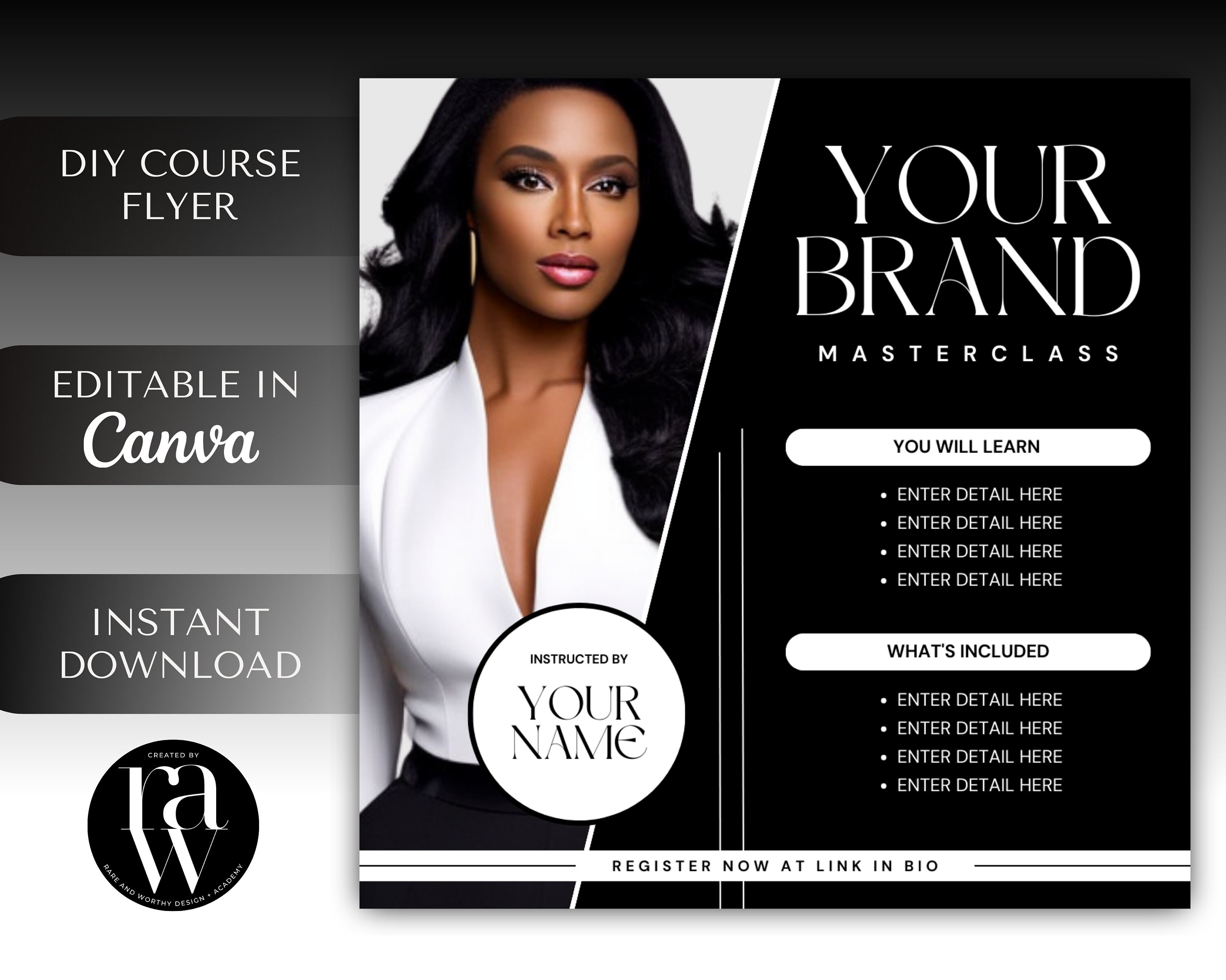 DIY Course Flyer Canva Template Editable Canva Flyer Masterclass Flyer ...