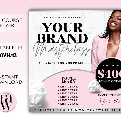 DIY Course Flyer Canva Template Editable Canva Flyer - Etsy