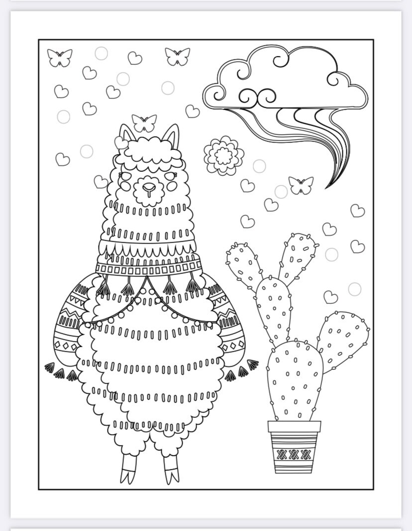 Llama Colouring Pages - Etsy