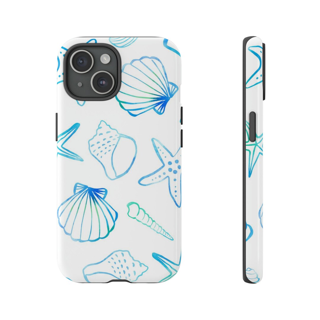 Beachy Seashell Blue and White Strong iPhone Tough Cases - Etsy
