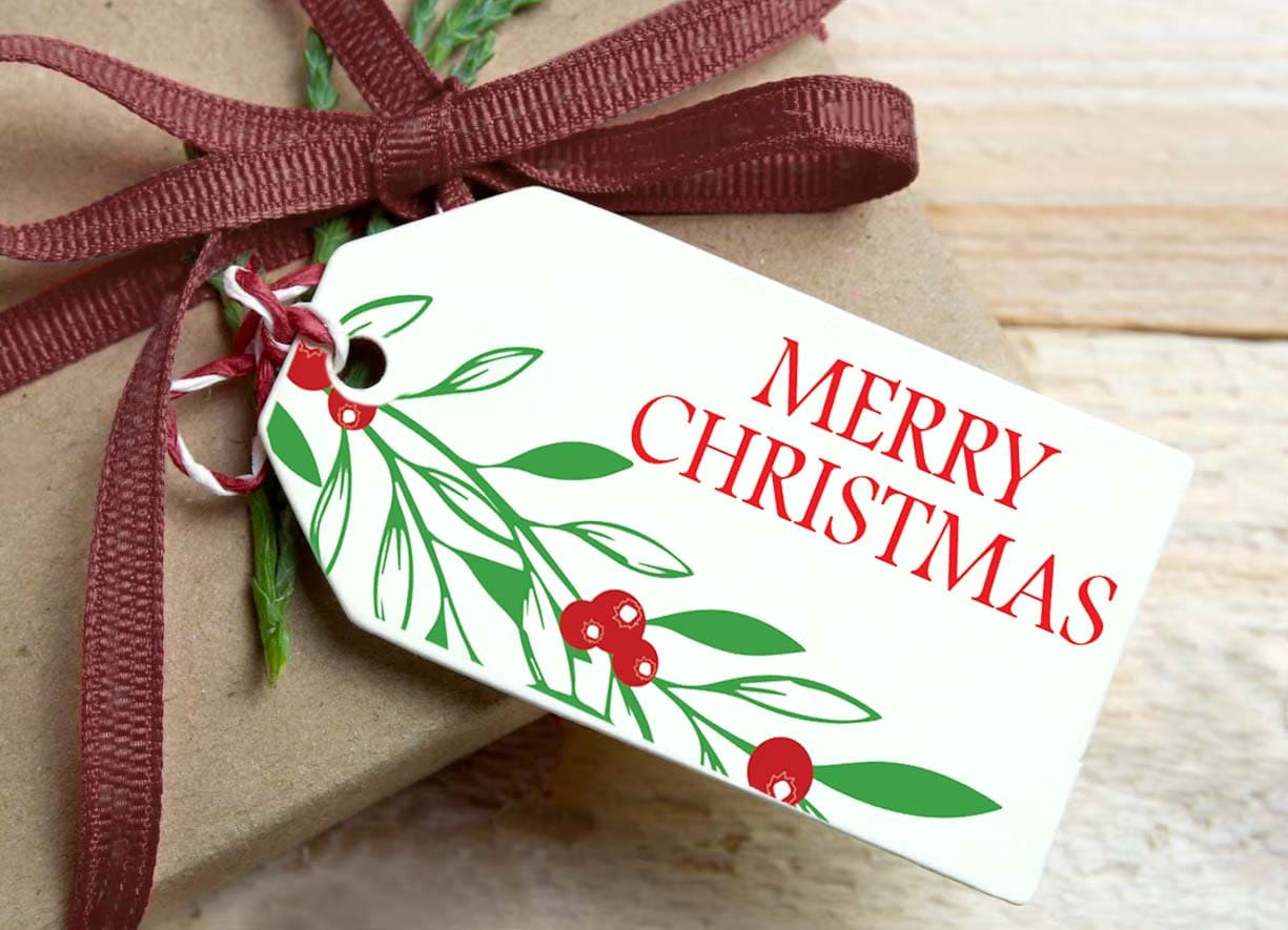 Merry Christmas Gift Tag 4x2 Printable - Etsy