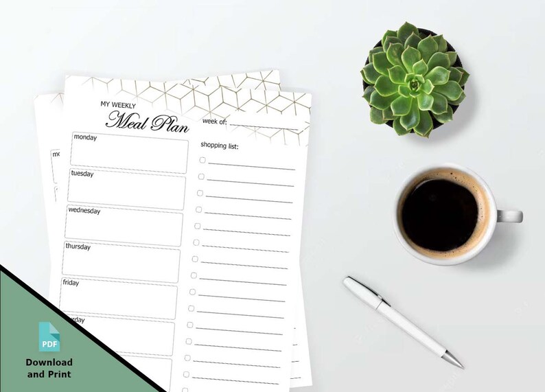 Printable "modern Style" Weekly Meal Planner, 8.5" X 11" - Etsy