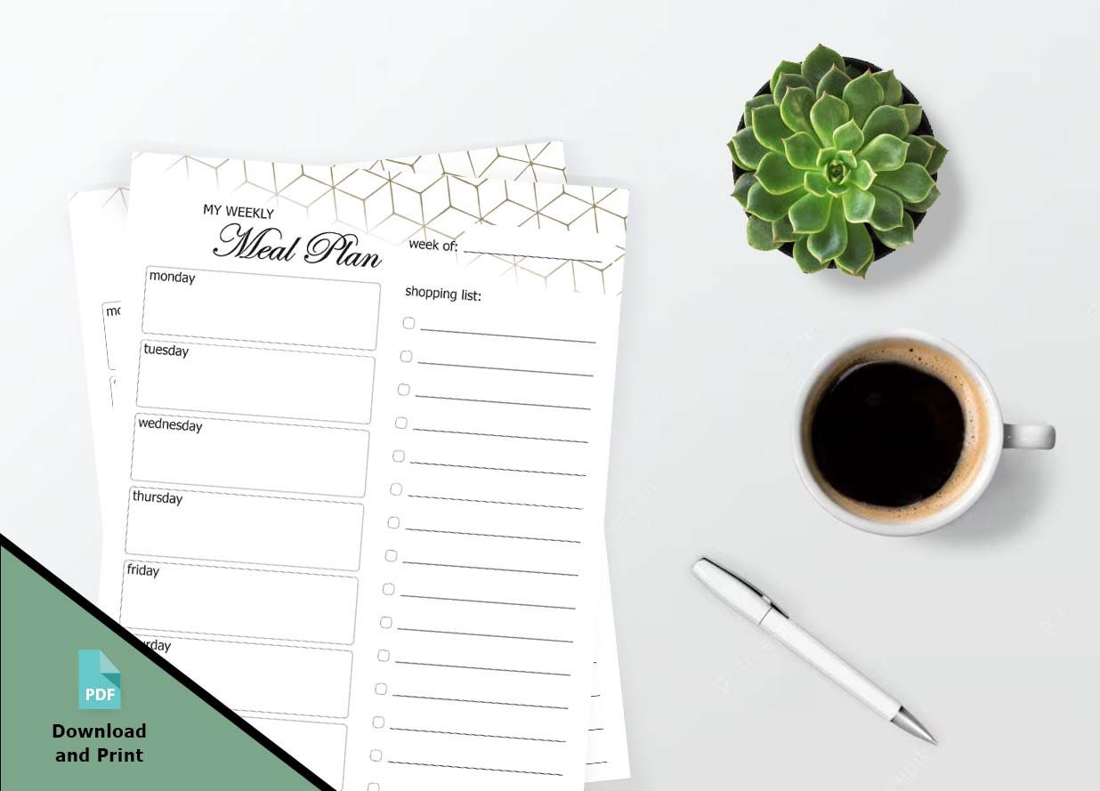 Printable "modern Style" Weekly Meal Planner, 8.5" X 11" - Etsy
