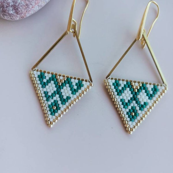 Beaded Triangle Earrings - Etsy