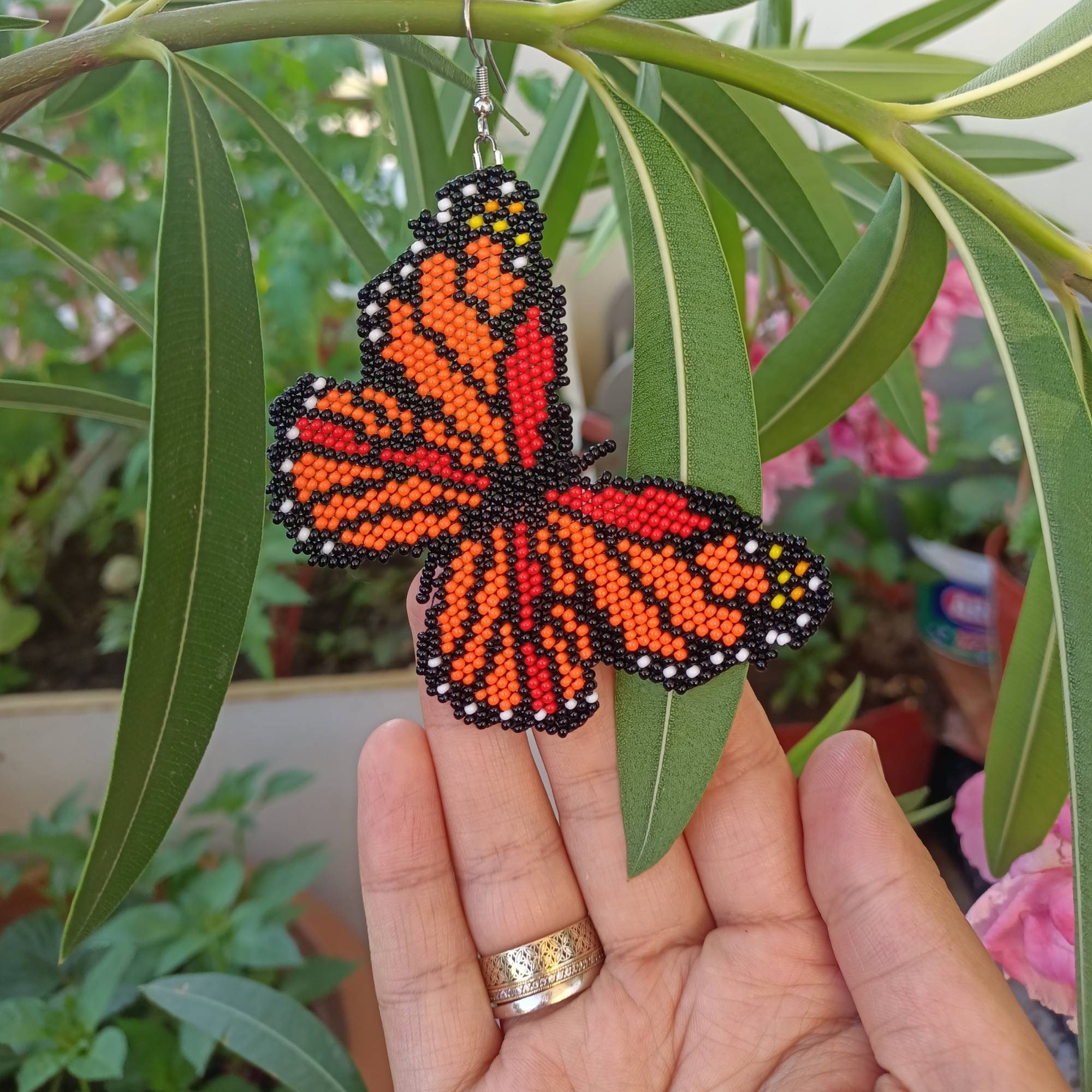 Beaded Monarch Butterfly Earrings: Boho Chic Woven Jewelry - Etsy Canada