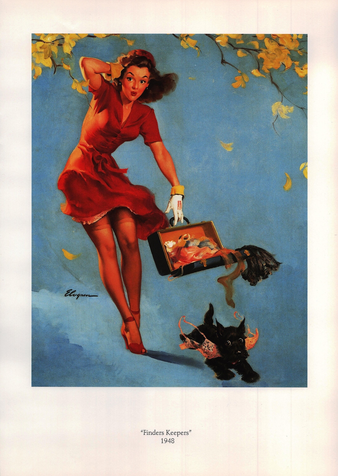 Gil Elvgren Created This Gorgeous Pin up Titled "finders Keepers" A Cute Wind Blown Brunette and ...