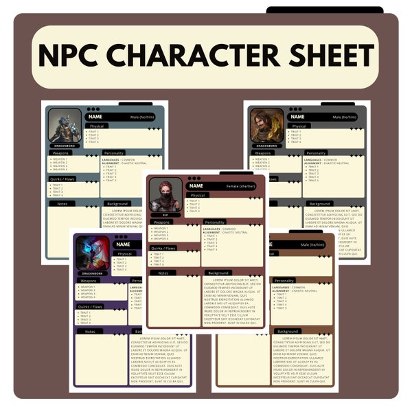 Dnd Npc Sheet - Etsy