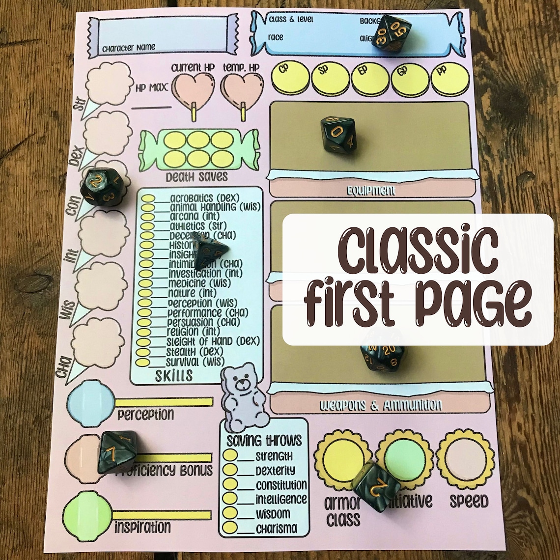 DND Sweet Stuff Character Sheet PDF Printable - Etsy