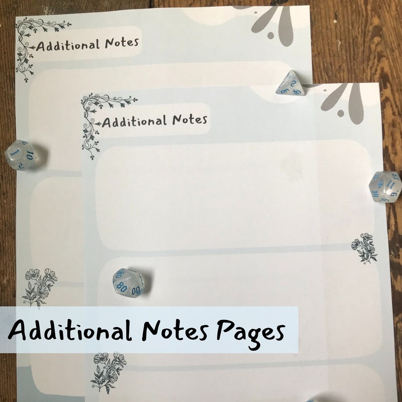DND Character Sheet - Cute Light Blue Floral - Etsy