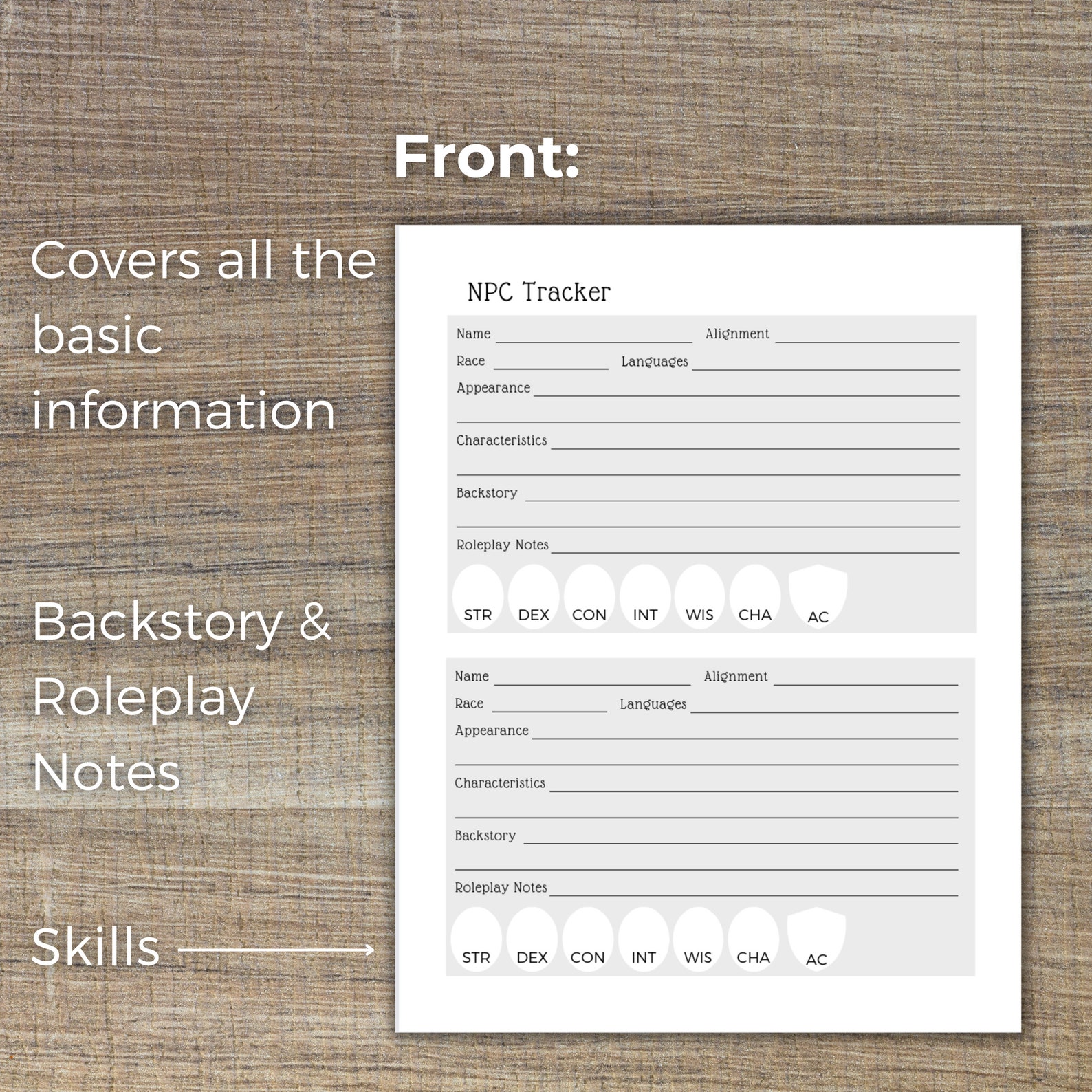 NPC Tracker for DND Campaign / Note Taker : DM Binder Must-have - Pdf ...