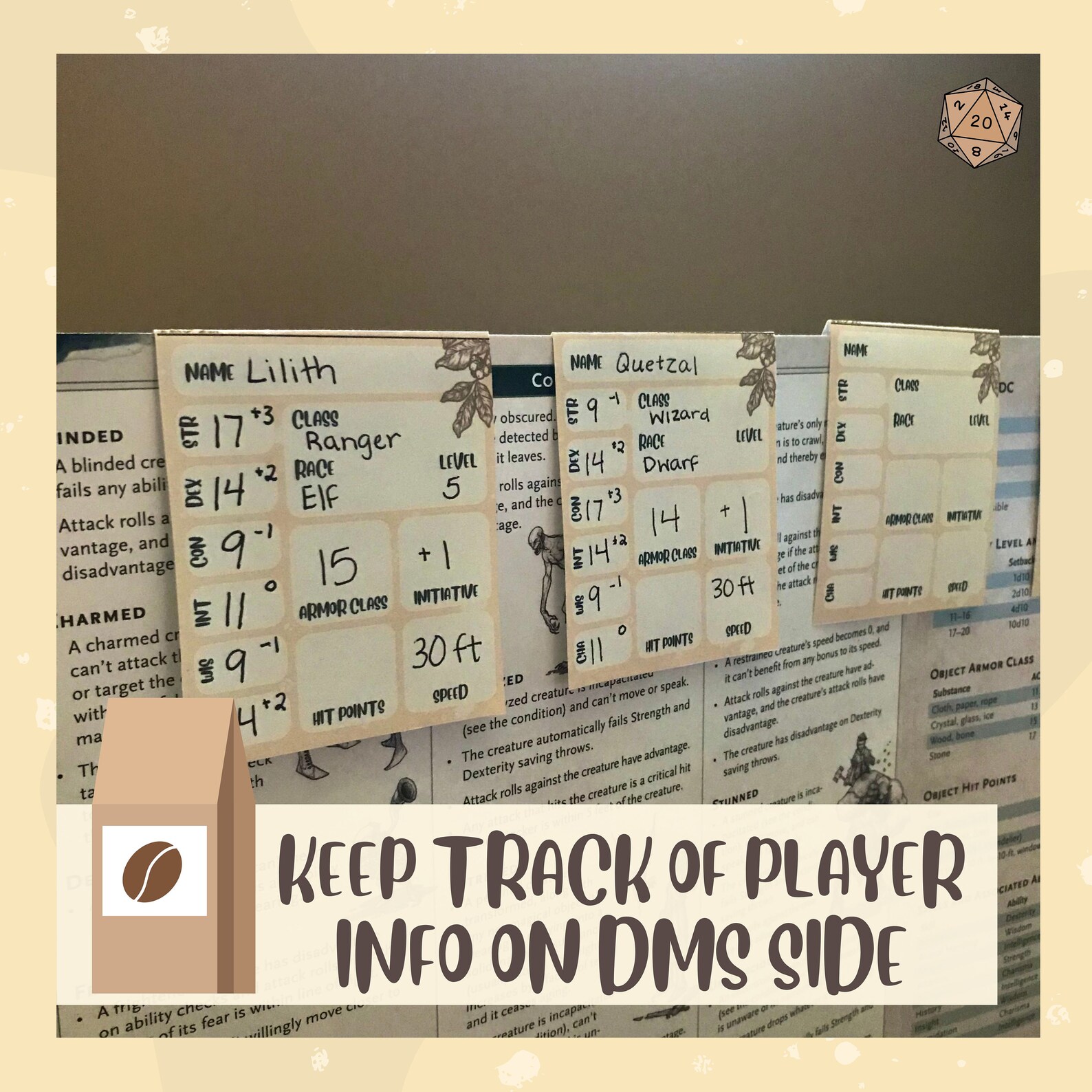 DND Coffee Initiative Tags Combat Order Guide PDF File Printable and ...