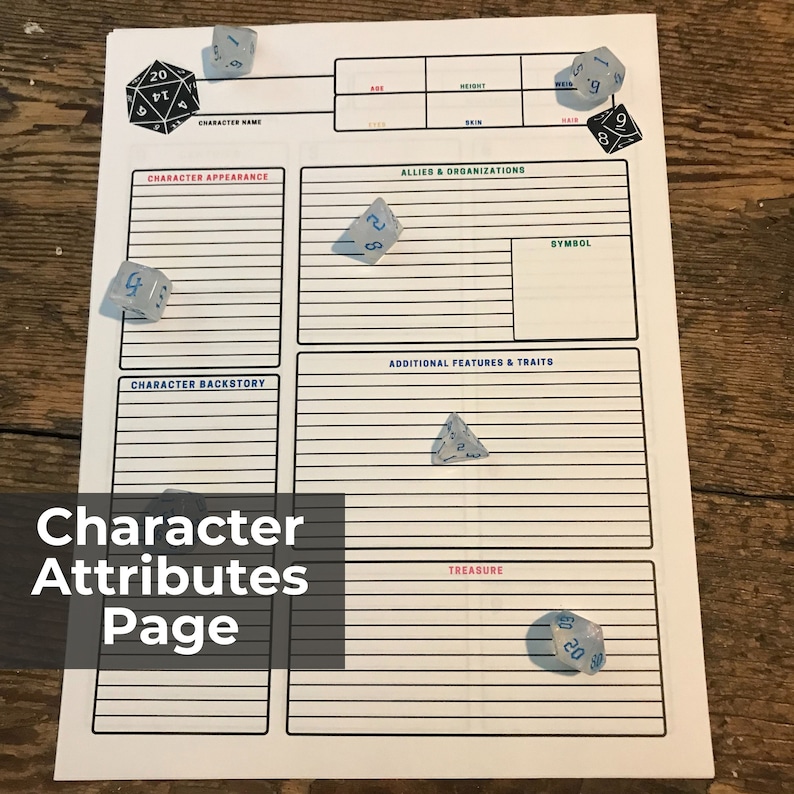 DND Dyslexia Character Sheet - PDF Printable File - Digital Download - Etsy