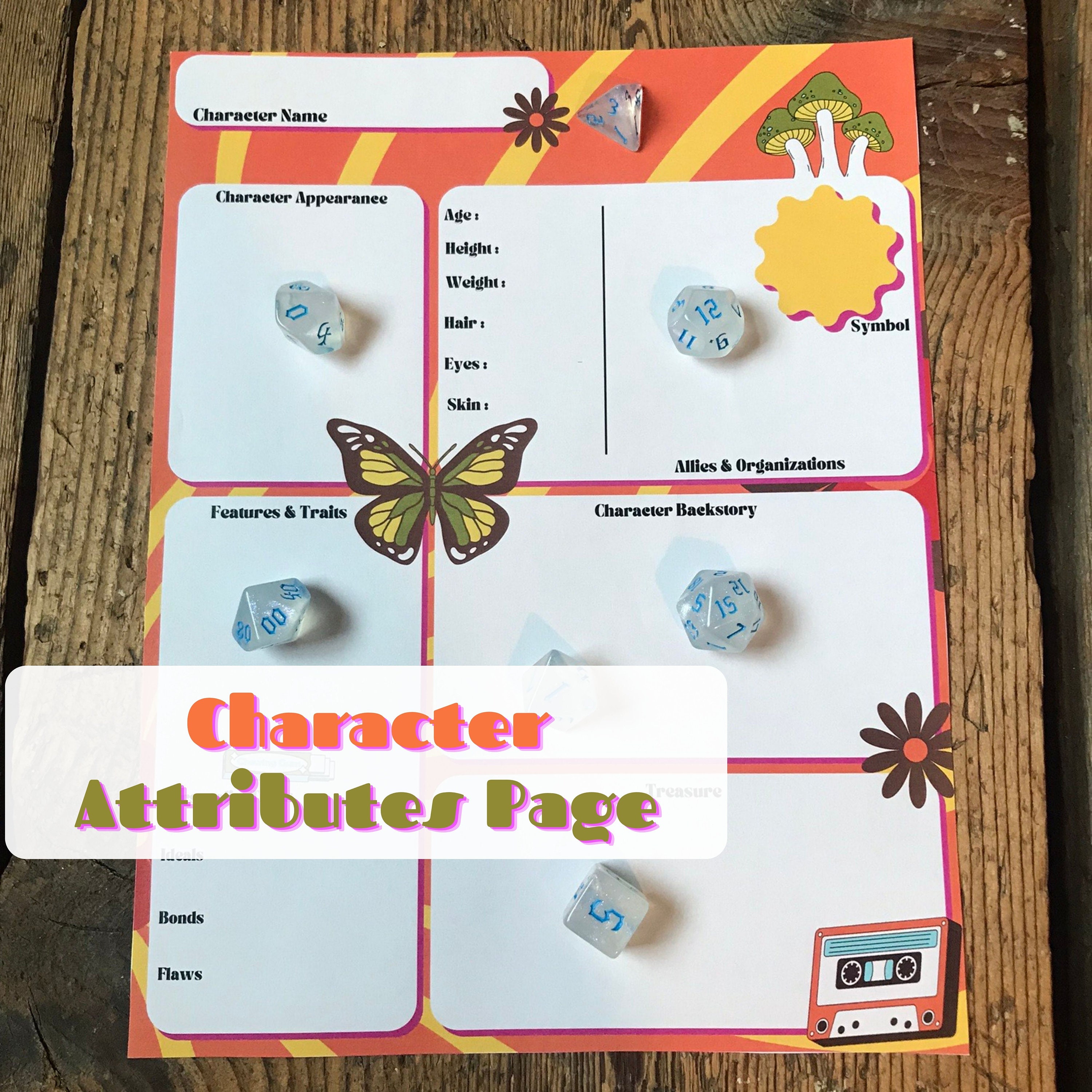 DND Groovy Retro Character Sheet - PDF Printable File - Digital ...