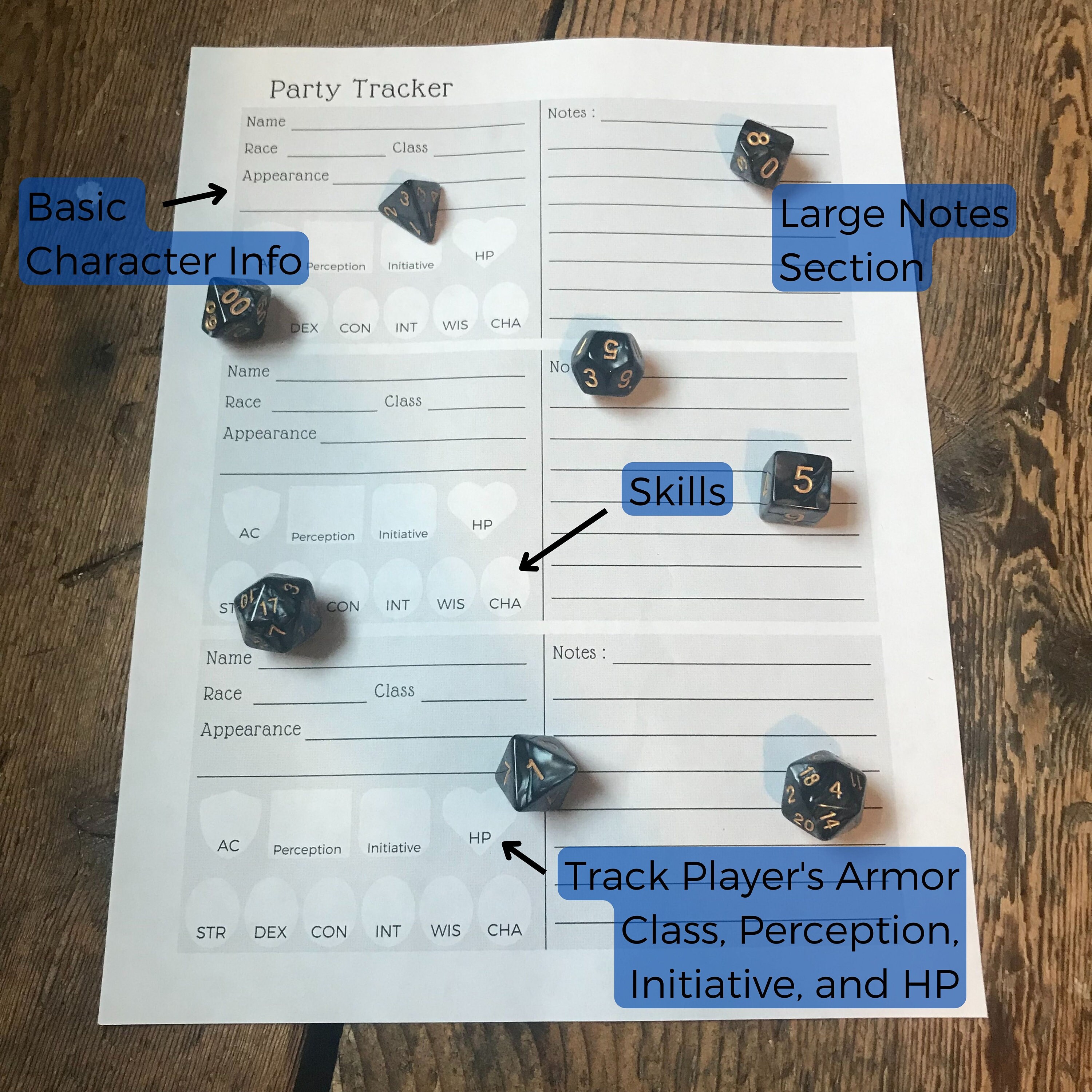 DND Party Tracker Keep Notes on Your Pcs : DM Binder Must - Etsy Australia