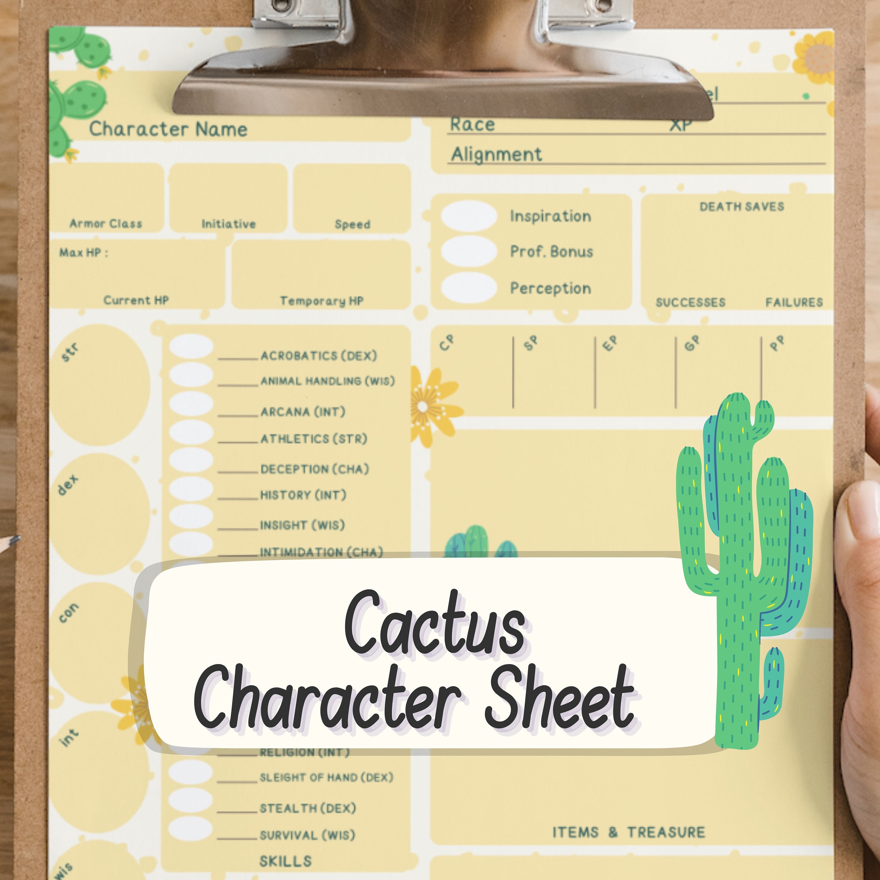 DND Cactus Themed Character Sheet - PDF Printable File - Digital ...