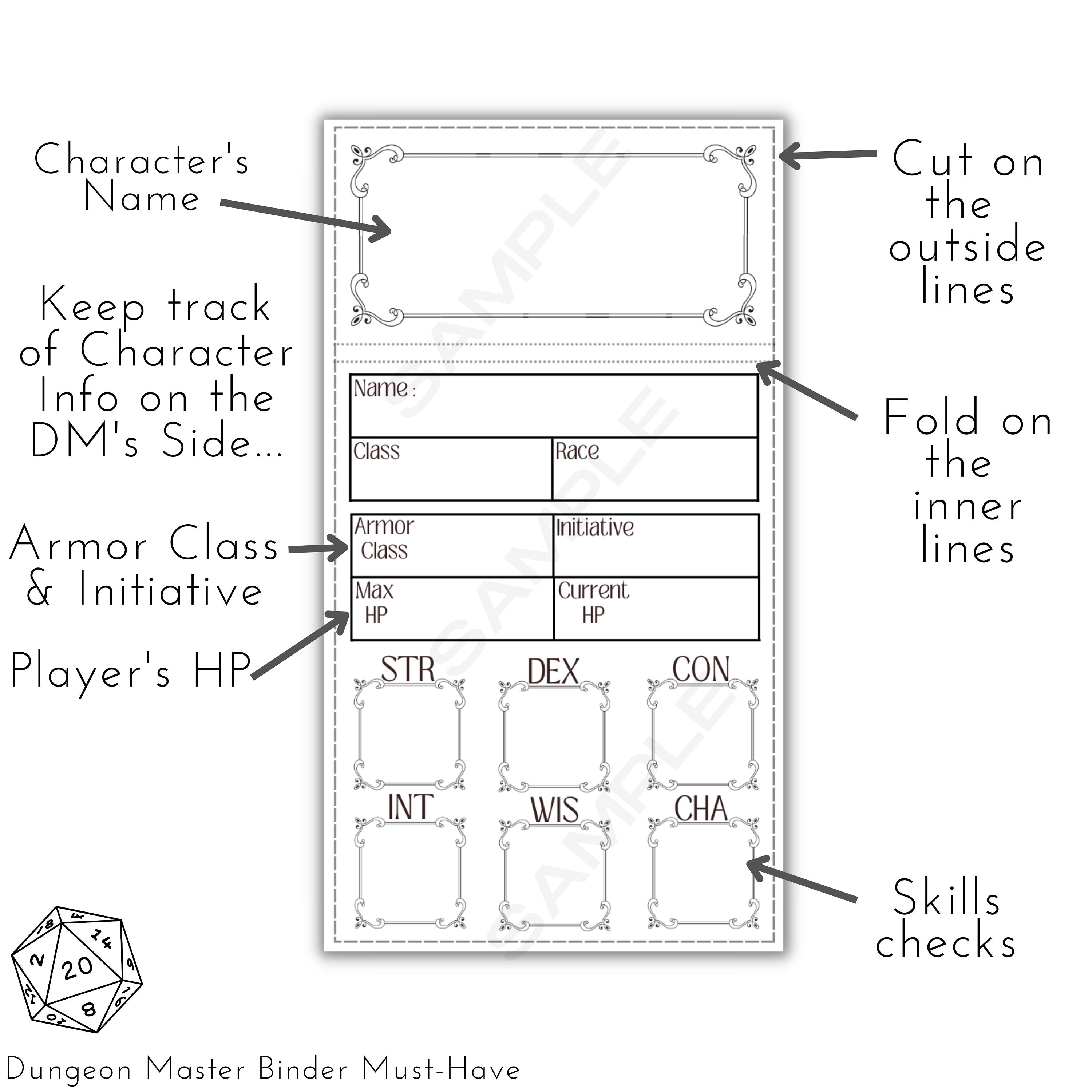 DND Initiative Tags; Combat Order Guide - PDF File Printable : DM ...