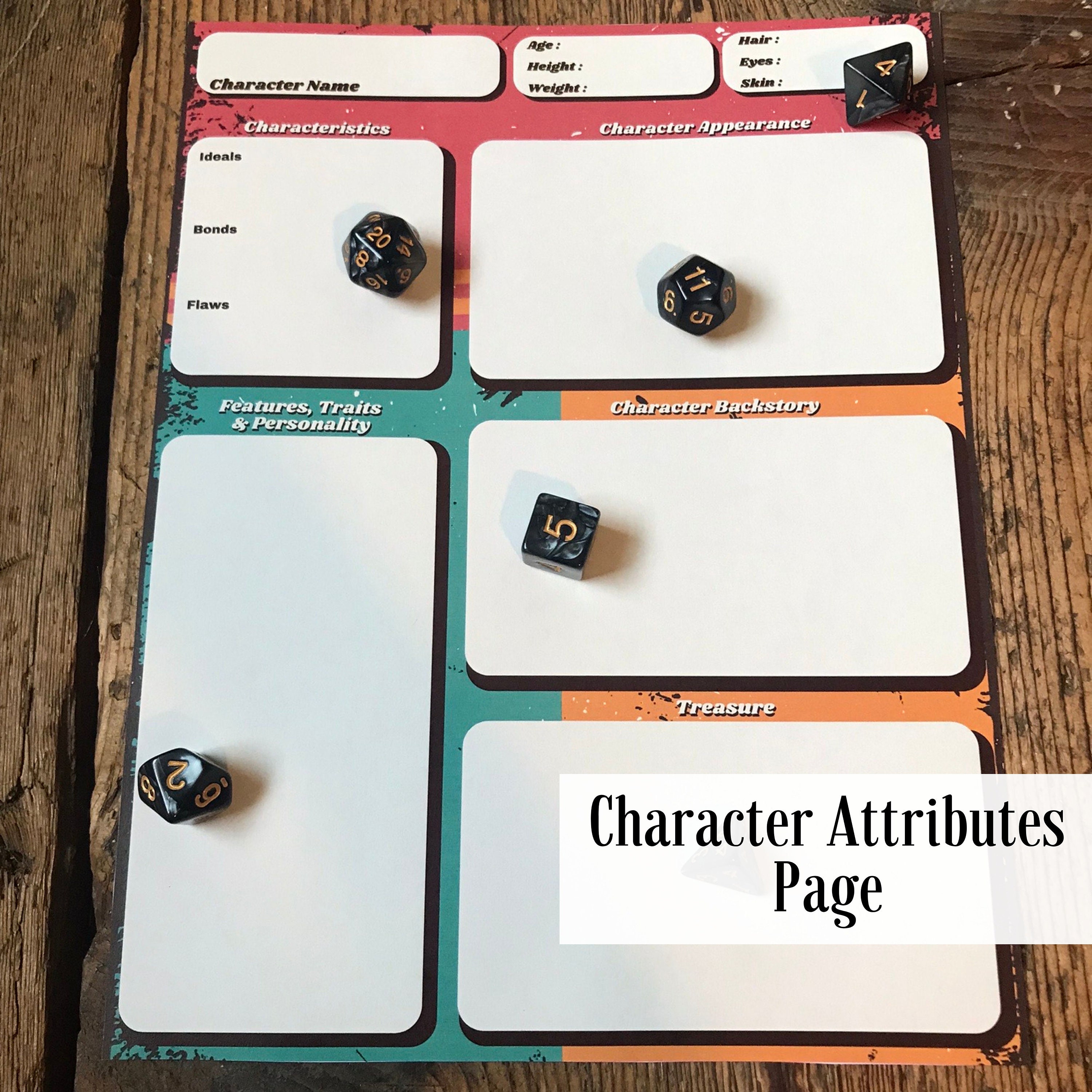 DND Colorful Vintage Character Sheet - PDF Printable - Etsy