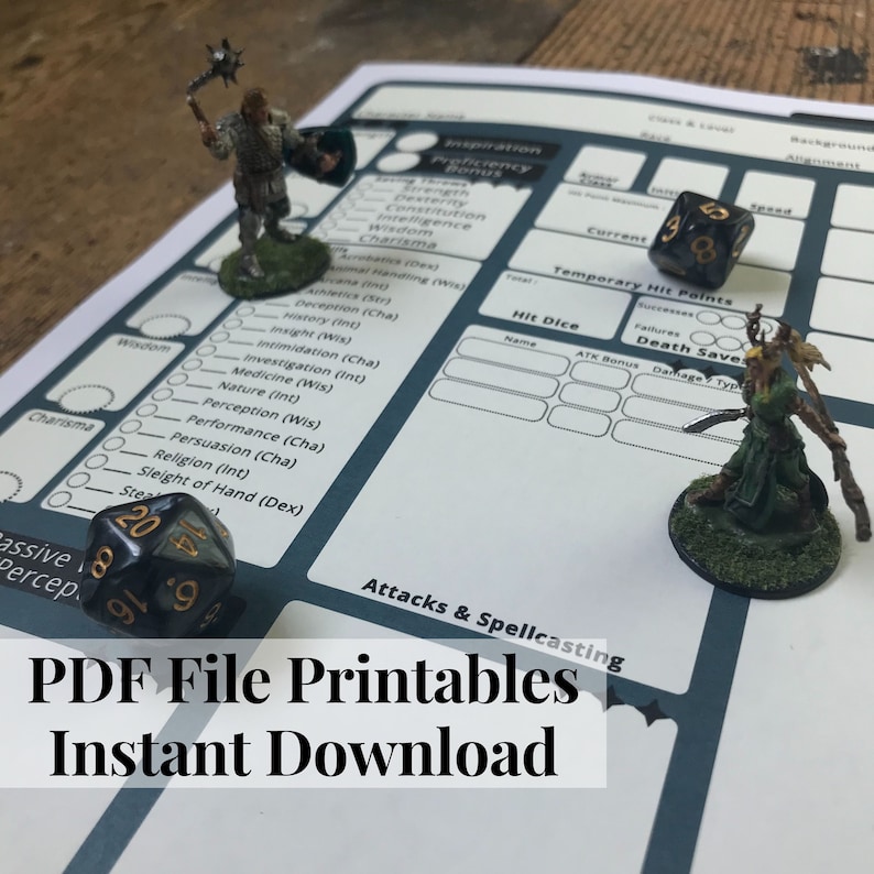 5 DND Character Sheets - More Aesthetic Design - 5 for 1 Deal Multiple ...