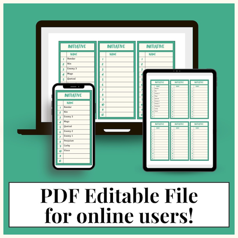 DND Initiative Cards - DM Binder Must-have : PDF Printable and Online ...