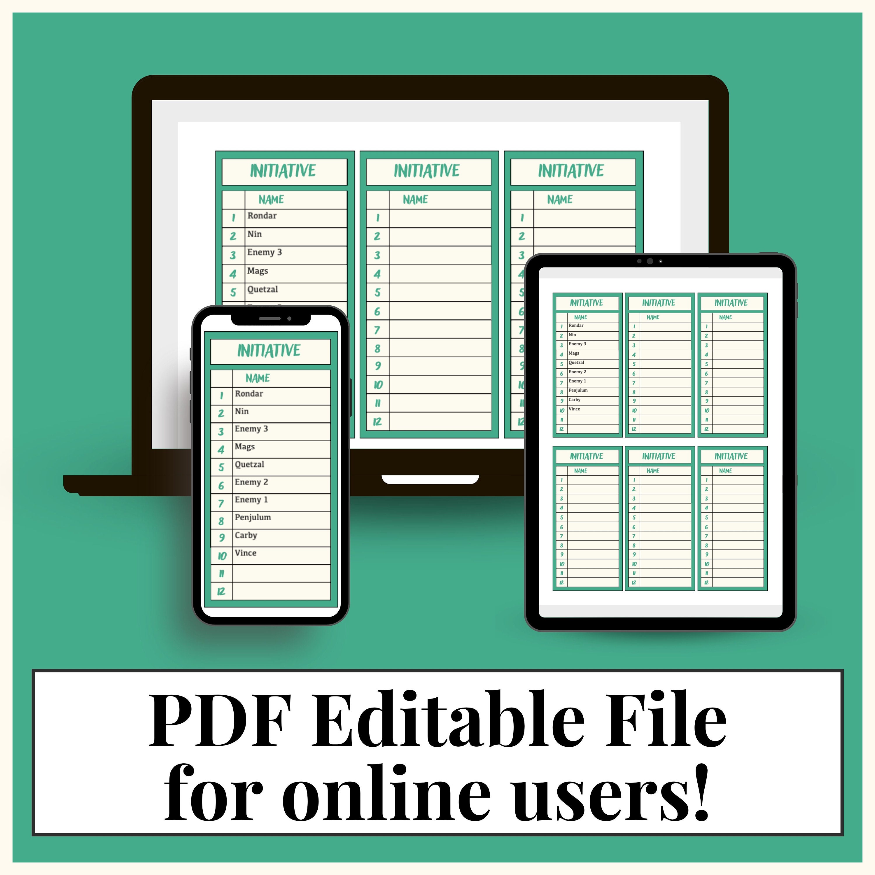 DND Initiative Cards - DM Binder Must-have : PDF Printable and Online ...