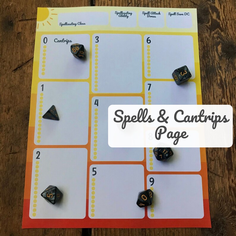 DND Sunshine Character Sheet - PDF Printable - Etsy