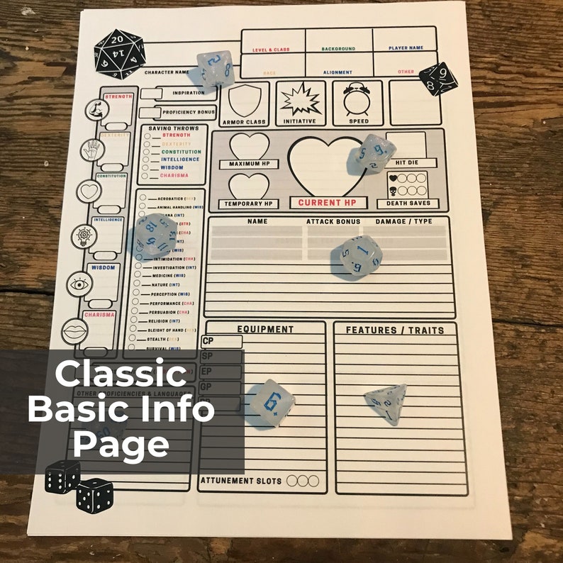 DND Dyslexia Character Sheet - PDF Printable File - Digital Download - Etsy