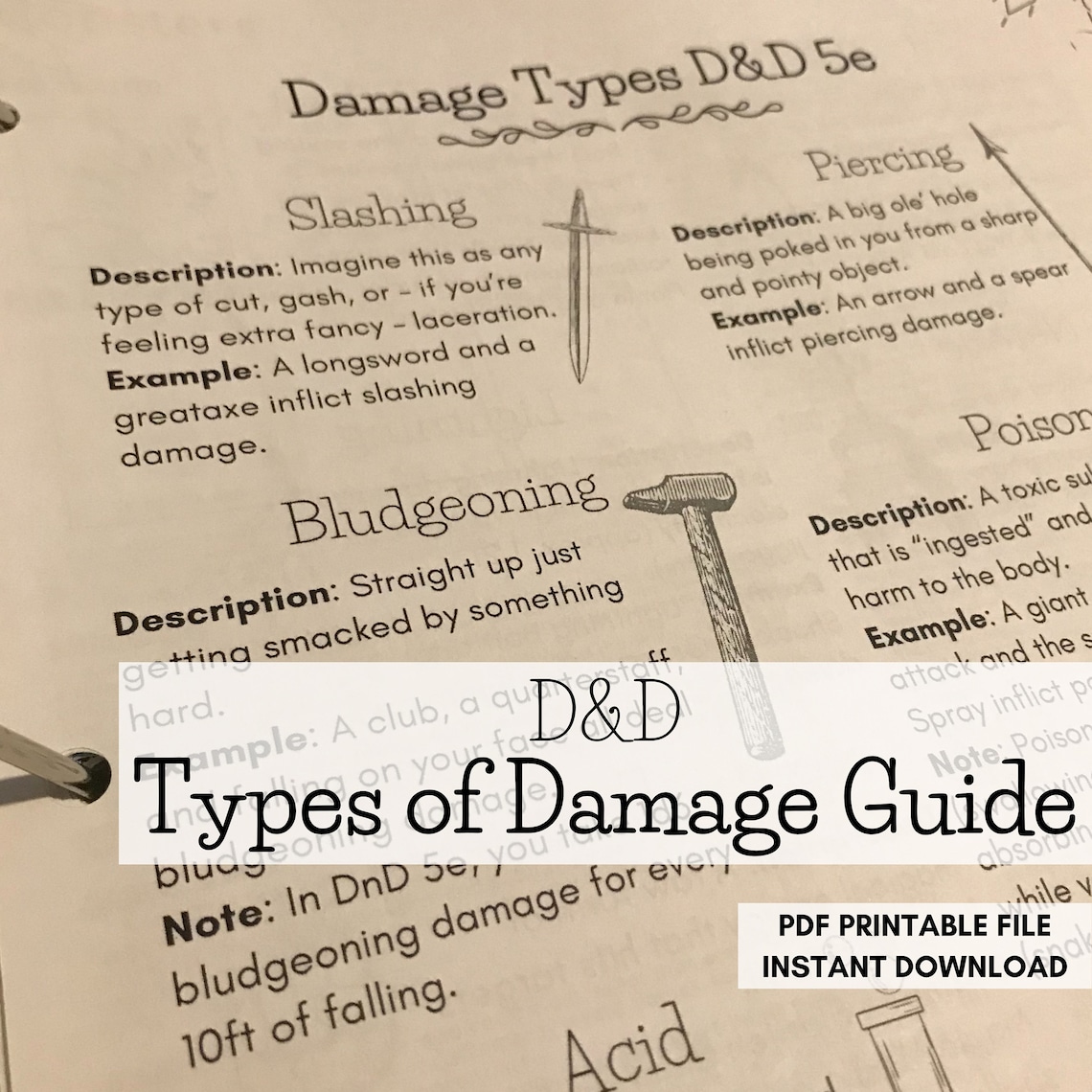 DND Damage Type Guide - for New Players (or the Easily Confused) - PDF ...