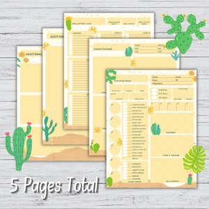 DND Cactus Themed Character Sheet - PDF Printable File - Digital ...