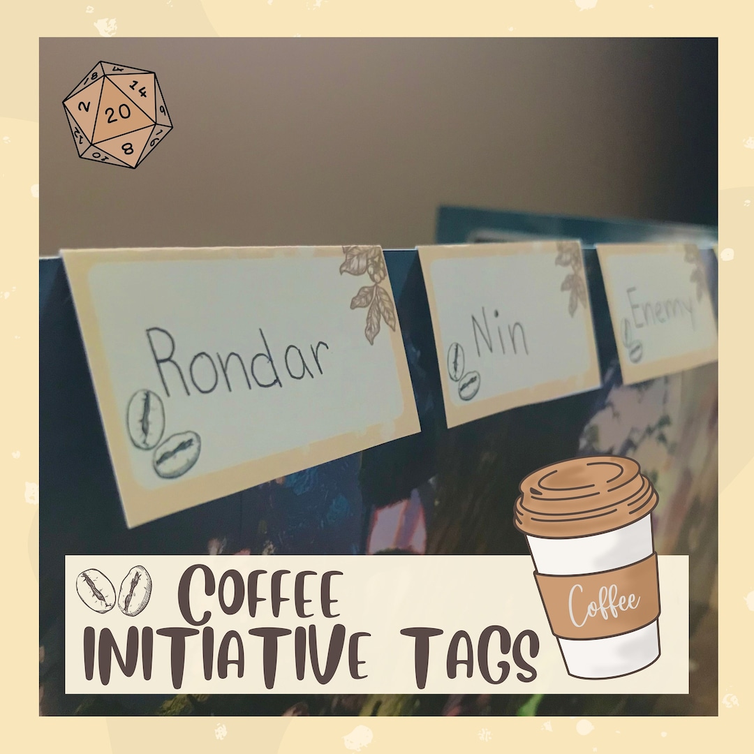 DND Coffee Initiative Tags; Combat Order Guide - PDF File Printable and ...