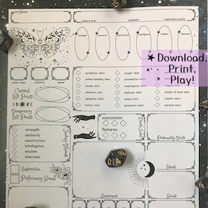 DND Celestial Character Sheet - PDF Printable and Editable Page - Etsy