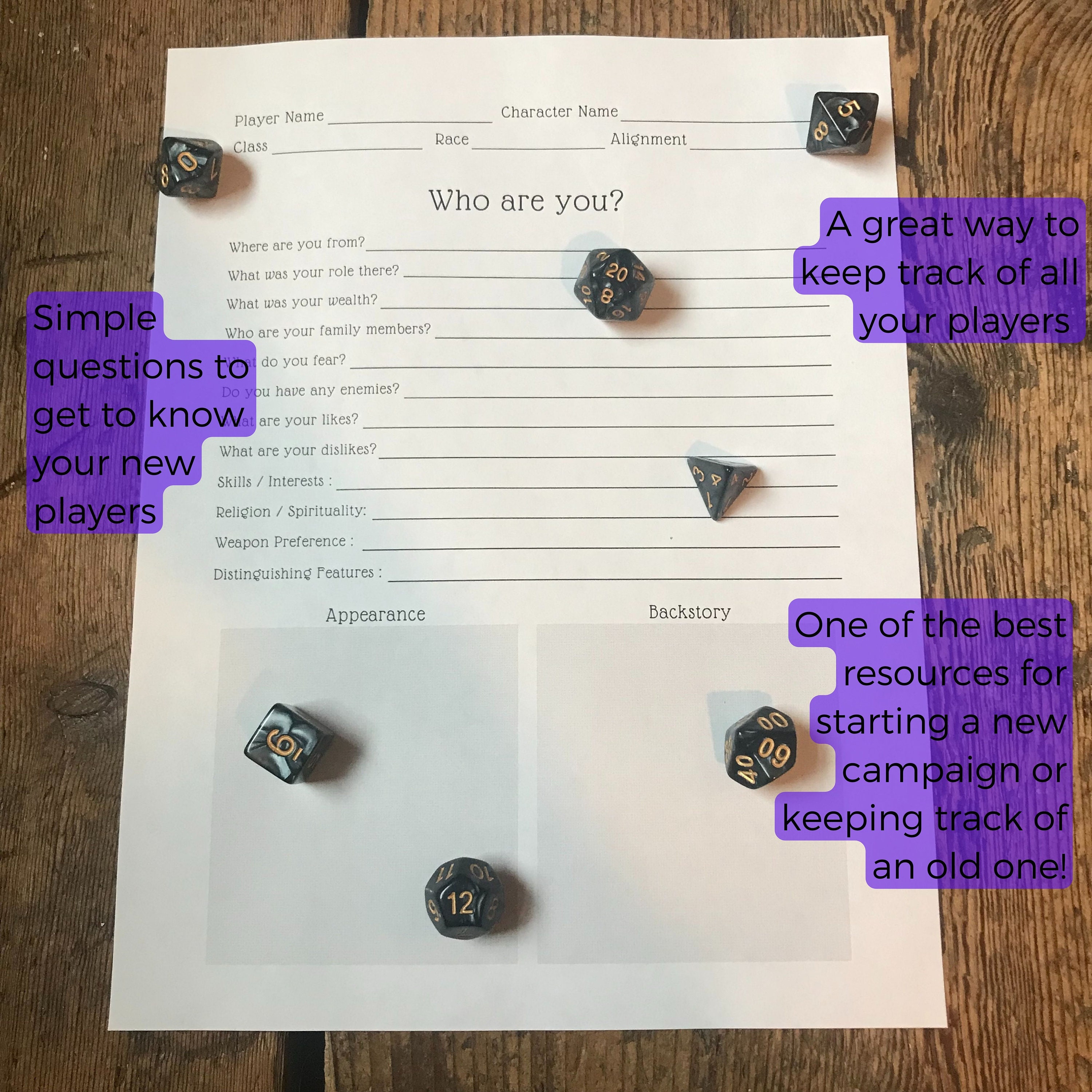 DND Character Questionnaire - for New Players And/or Fresh Campaigns ...