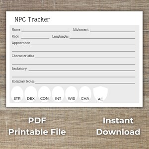 NPC Tracker for DND Campaign / Note Taker : DM Binder Must-have - Pdf ...