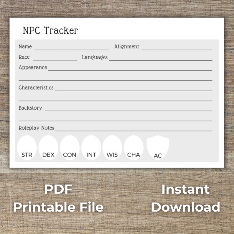 NPC Tracker for DND Campaign / Note Taker : DM Binder Must-have - Pdf ...