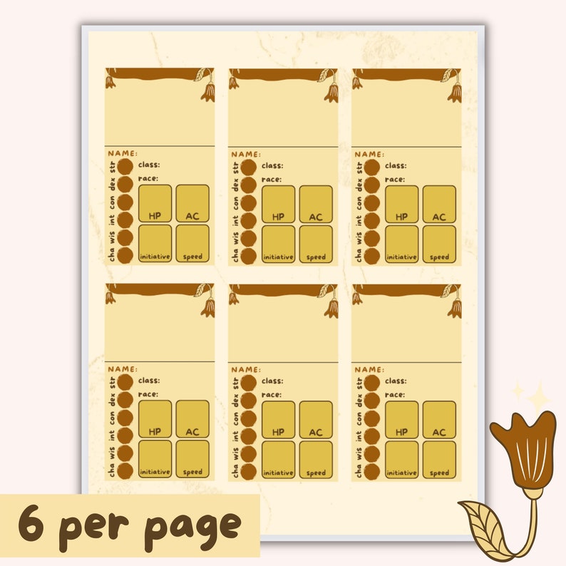 DND Brown Boho Initiative Tags; Combat Order Guide - PDF File Printable ...