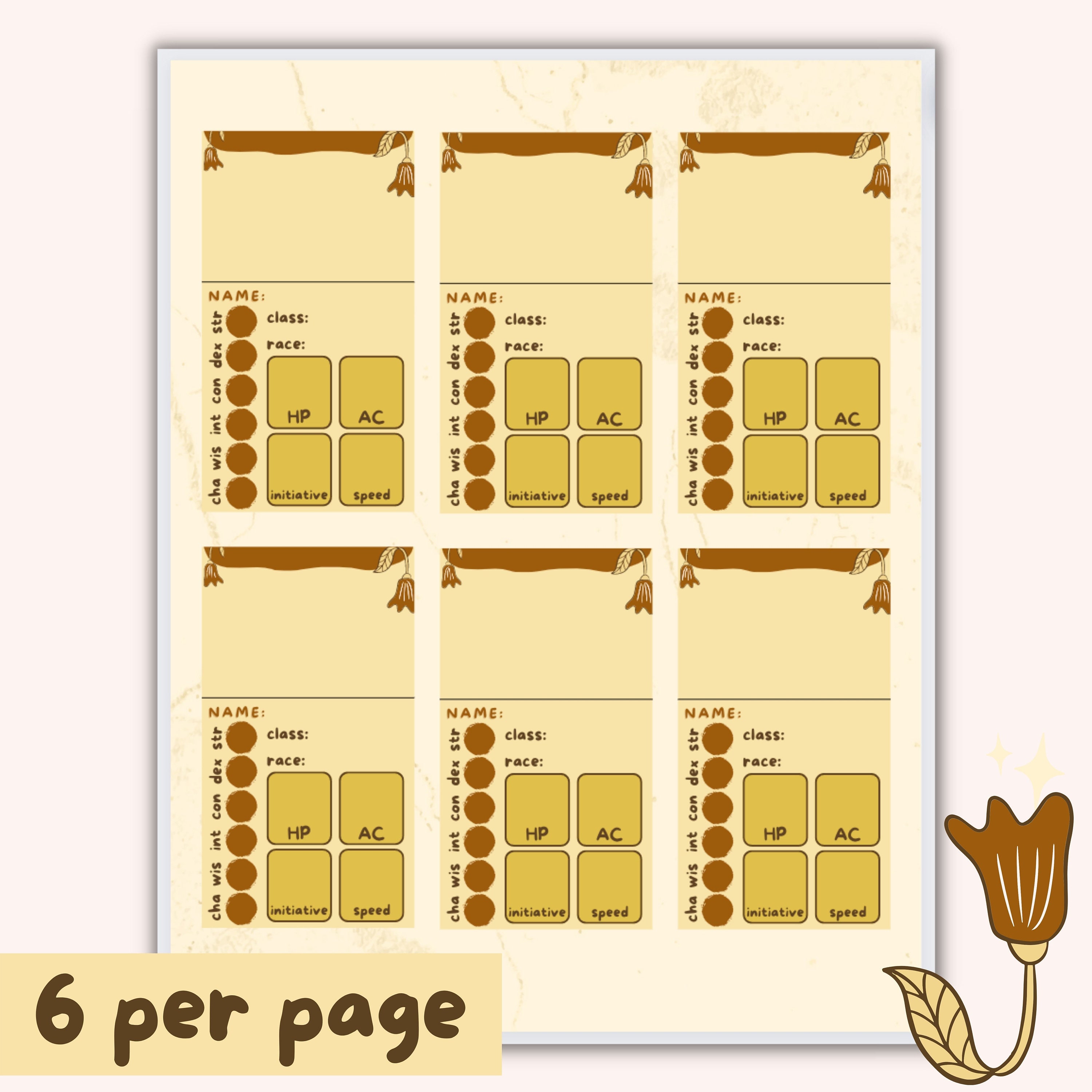 DND Brown Boho Initiative Tags; Combat Order Guide - PDF File Printable ...