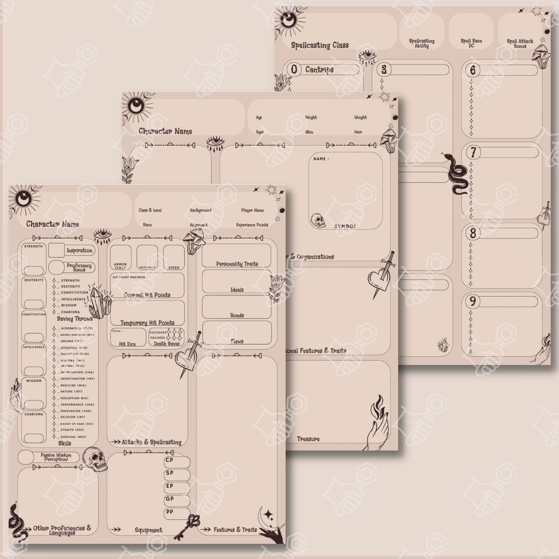 DND Wicked Witch Character Sheet PDF Printable - Etsy